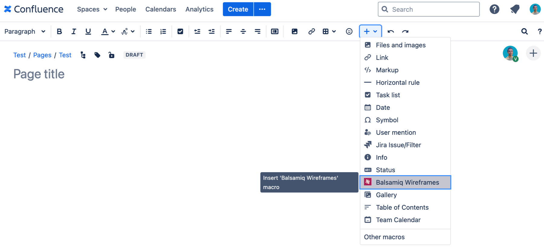 Adding a new project to a Confluence page - Balsamiq documentation Adding a new project to a Confluence page - Balsamiq documentation